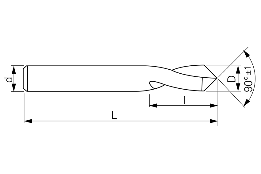 VHM NC-Zentrumbohrer 90° ALtima beschichtet