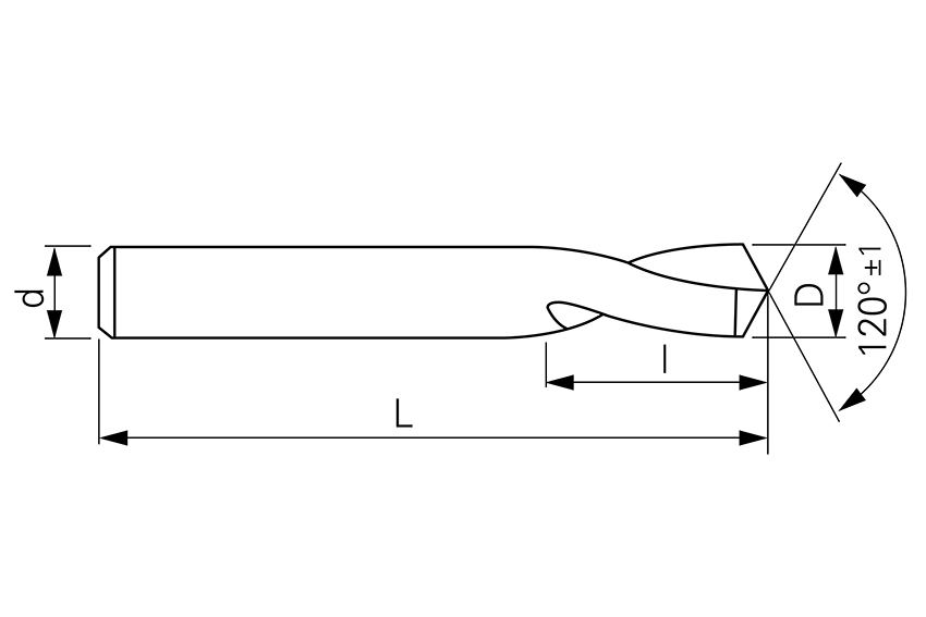 VHM NC-Anbohrer 120° unbeschichtet